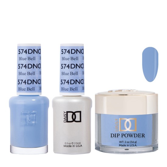 DND Dip Gel Polish Set #574 Blue bell, 3pc Bundle Trio | LA Nail Supplies