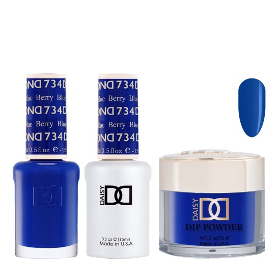 DND Dip Gel Polish Set #734 Berry Blue, 3pc Bundle Trio | LA Nail Supplies
