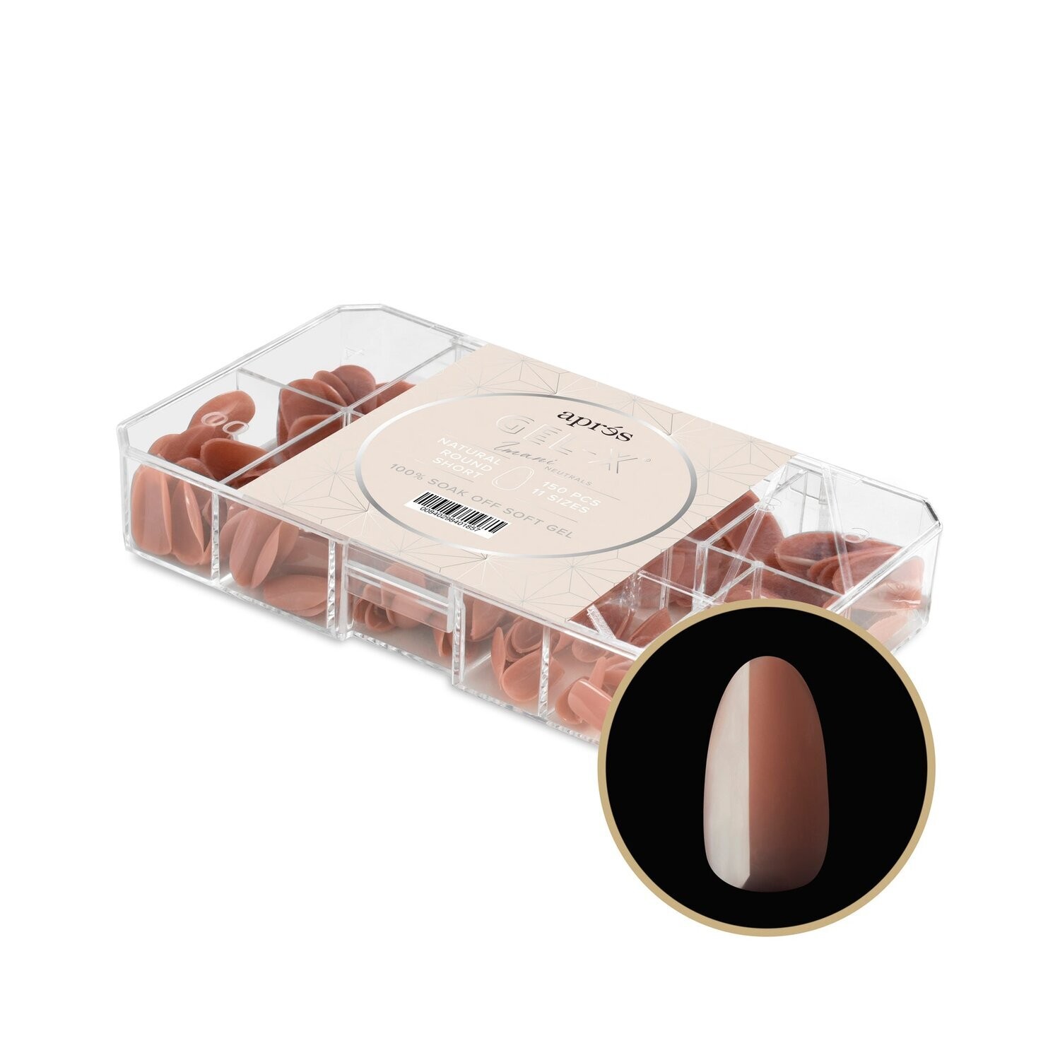APRÉS Gel-X Neutrals Natural Imani Round Short 150pc | LA Nail Supplies