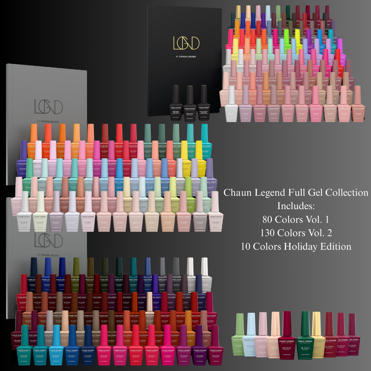 Chaun Legend Full Gel Collection Vol 1 & 2 (220 Colors) + Free Lamp ...