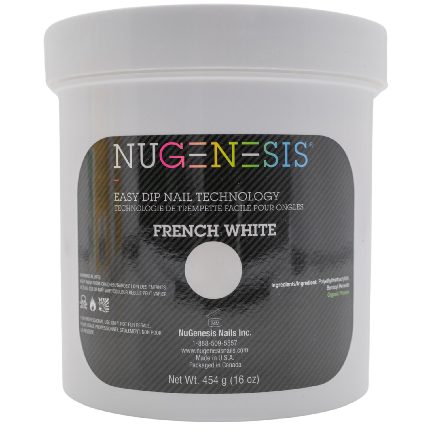 NuGenesis Dip Powder French White, 16oz | LA Nail Supplies